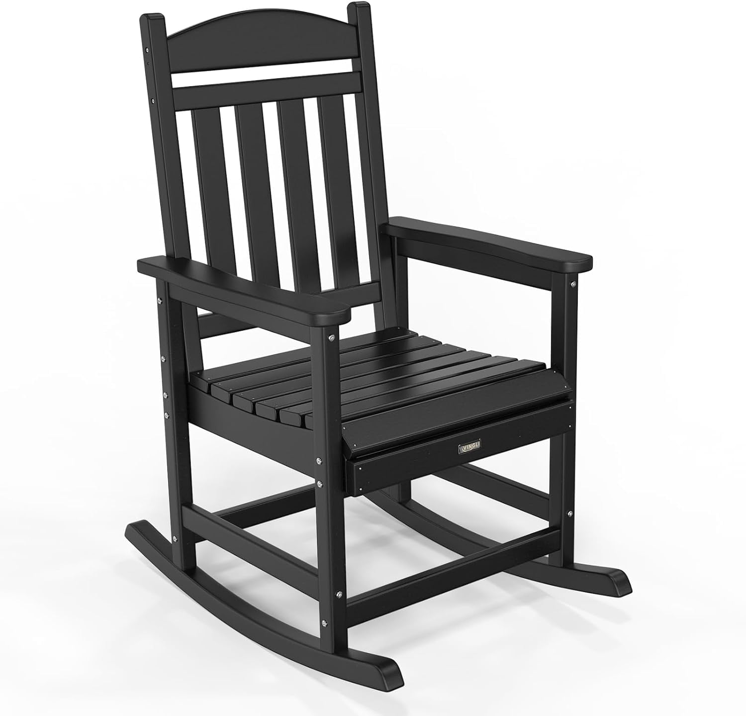VINGLI Outdoor Rocking Chair, HDPE Rocking Chair with Higher Backrest ...
