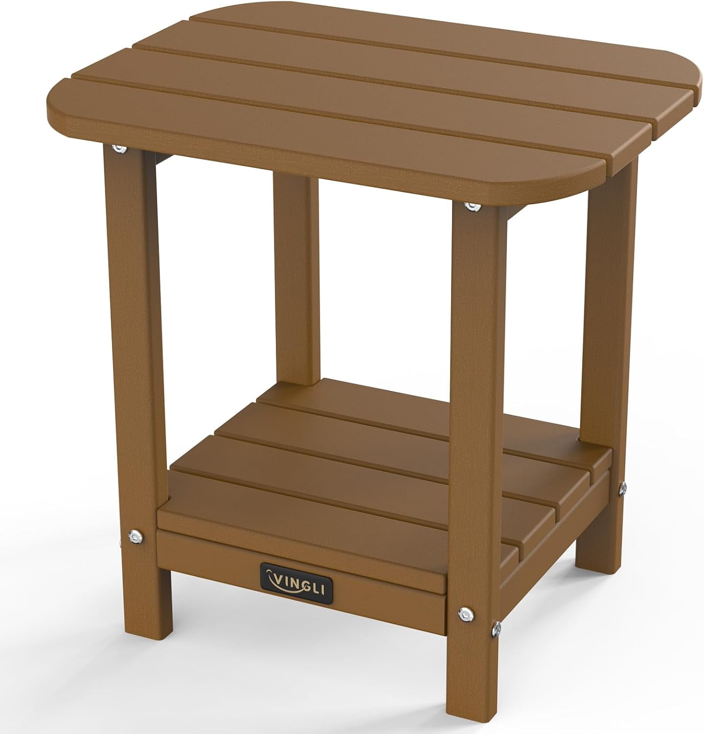 VINGLI Outdoor Side Table with 2 Layer Storage, Plastic Waterproof and ...