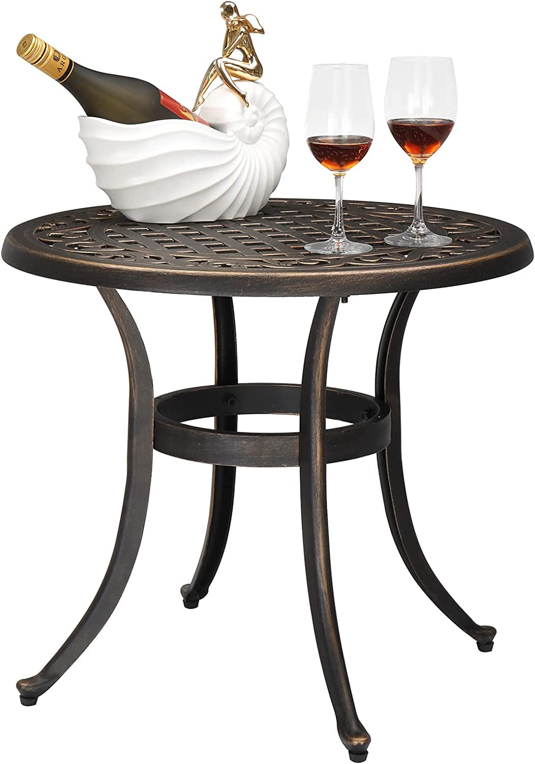 VINGLI, Outdoor End Table, 24x21 in, Cast Aluminum, Bronze - Walmart.com