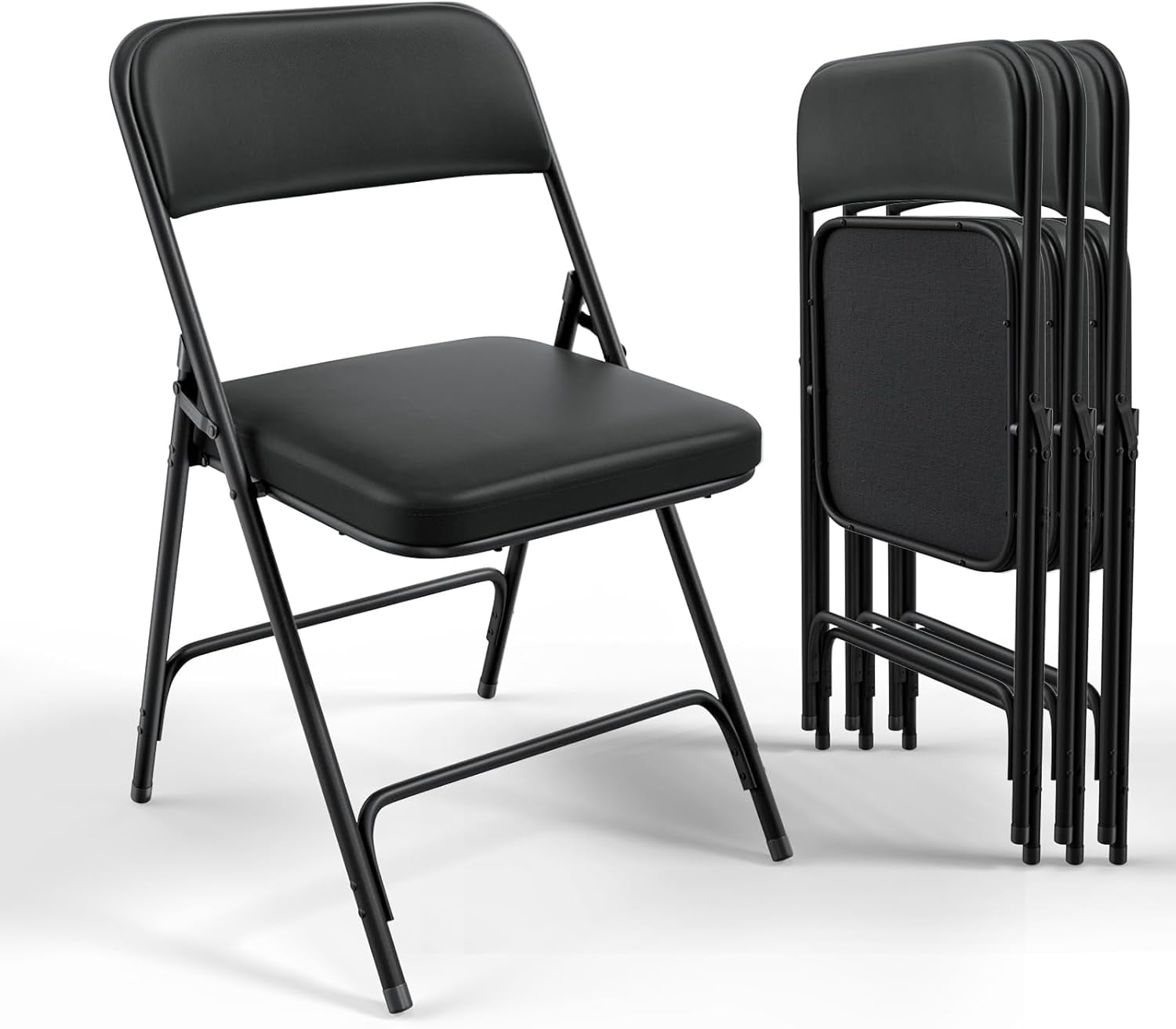 VINGLI Padded Folding Chairs with Thick Seat Cushion, Portable, Durable ...