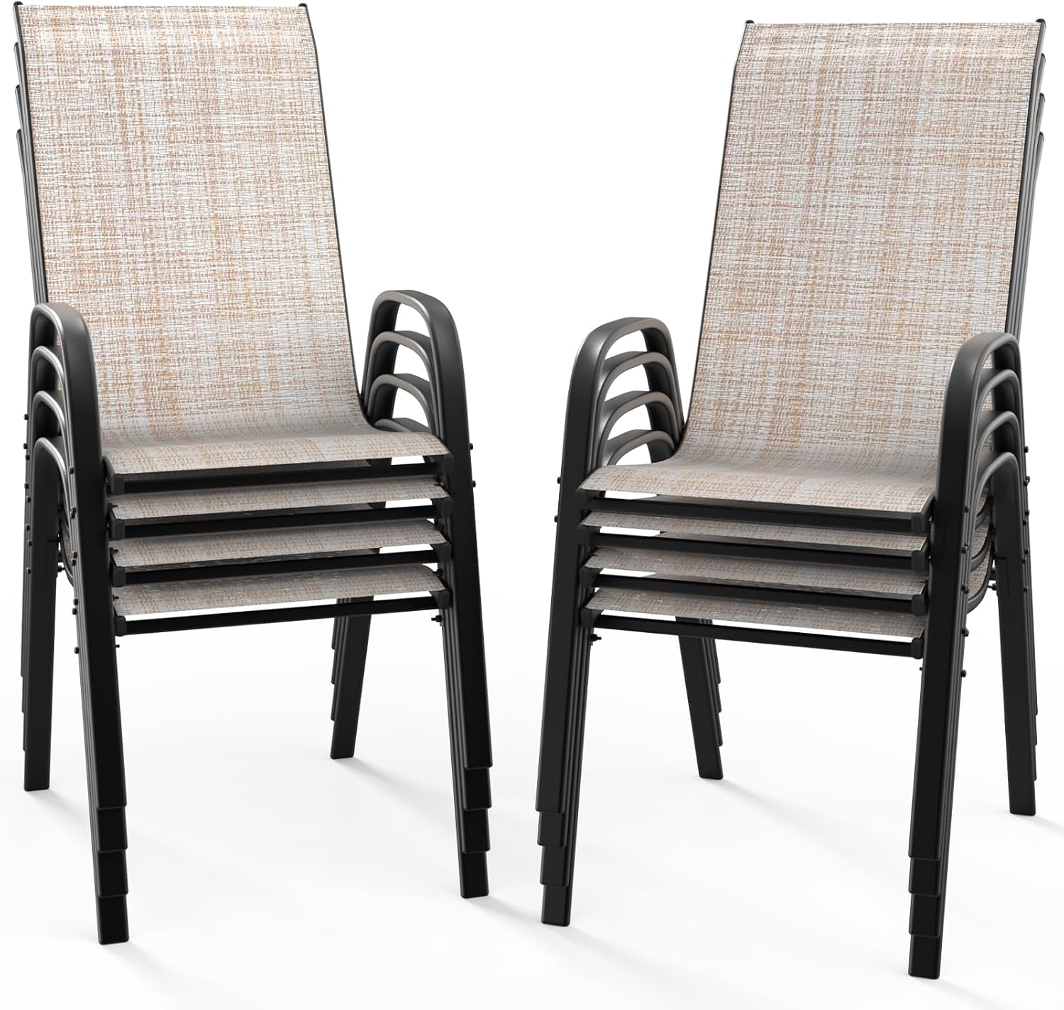 VINGLI Patio Chairs Set of 8 – Stackable Outdoor Dining Chairs with ...