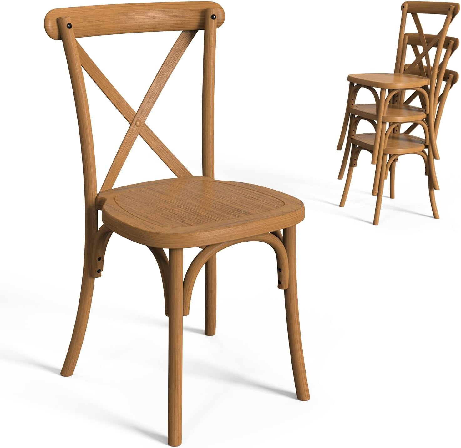 VINGLI Plastic Dining Chairs, Stackable Patio Dining Chairs with X Back ...