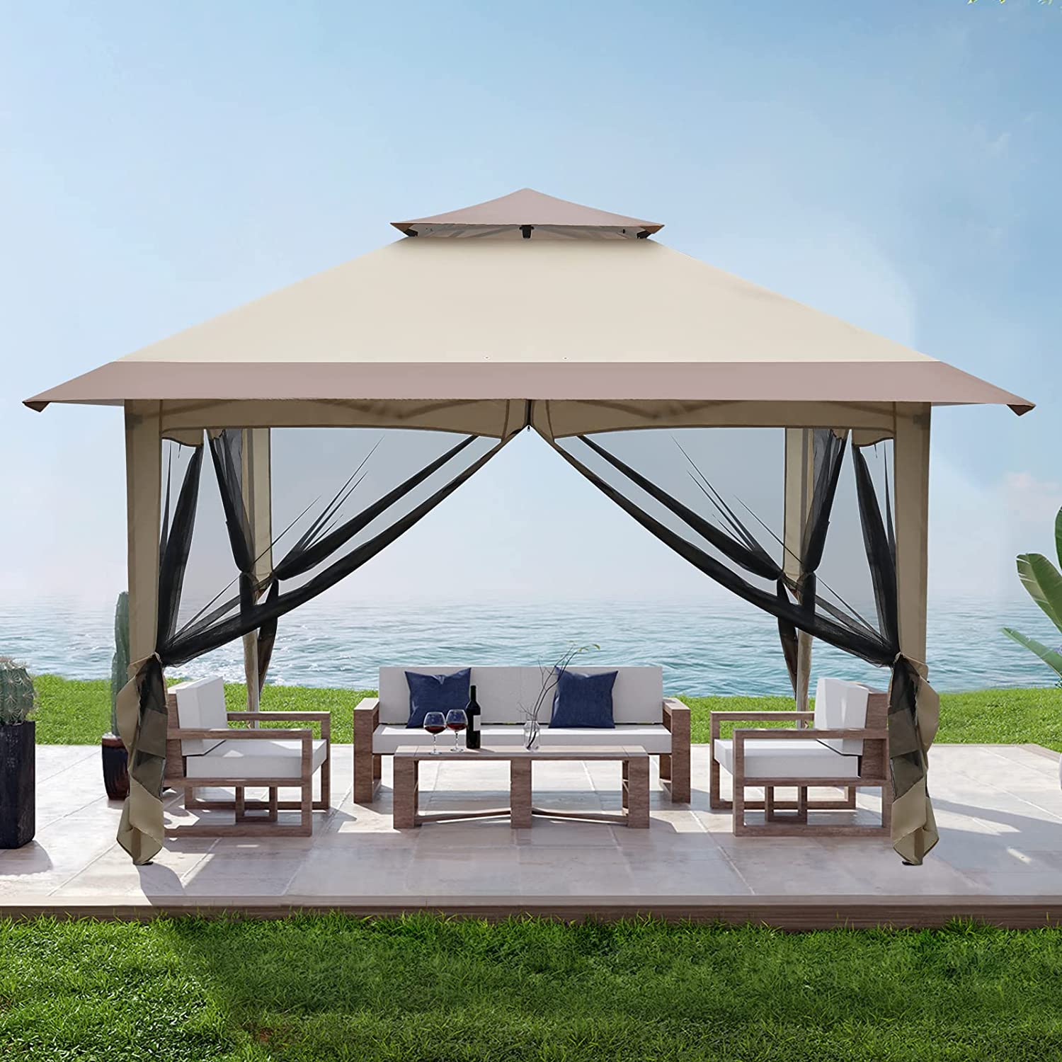 VINGLI Pop Up Canopy Tent Outdoor Canopy Instant Patio Gazebo, Easy Set ...