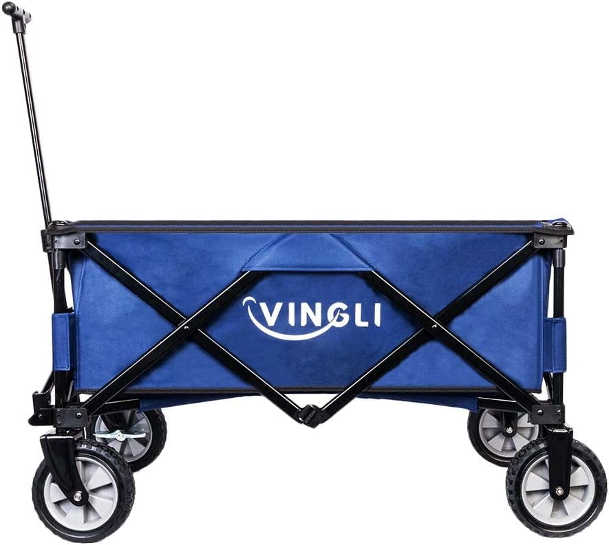 VINGLI Portable Collapsible Utility Wagon,Sturdy Outdoor Folding Garden Sports Shopping Cart ...