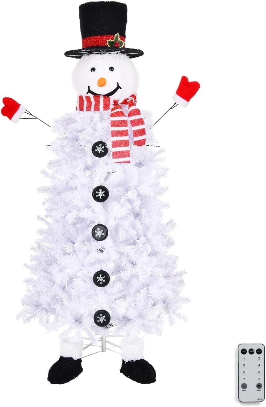 VINGLI Pre-Lit Christmas Tree 4ft, Snowman Christmas Tree for Holiday ...