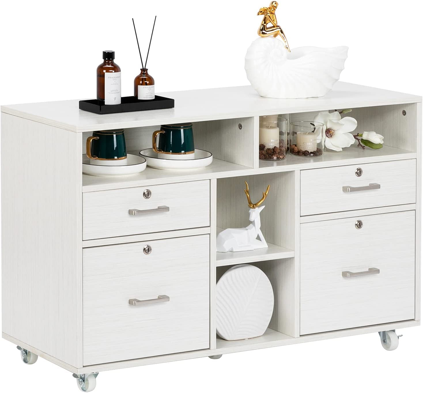 Brandclub - VINGLI Rolling 4-Drawer File Cabinet with Lock and Shelves ...