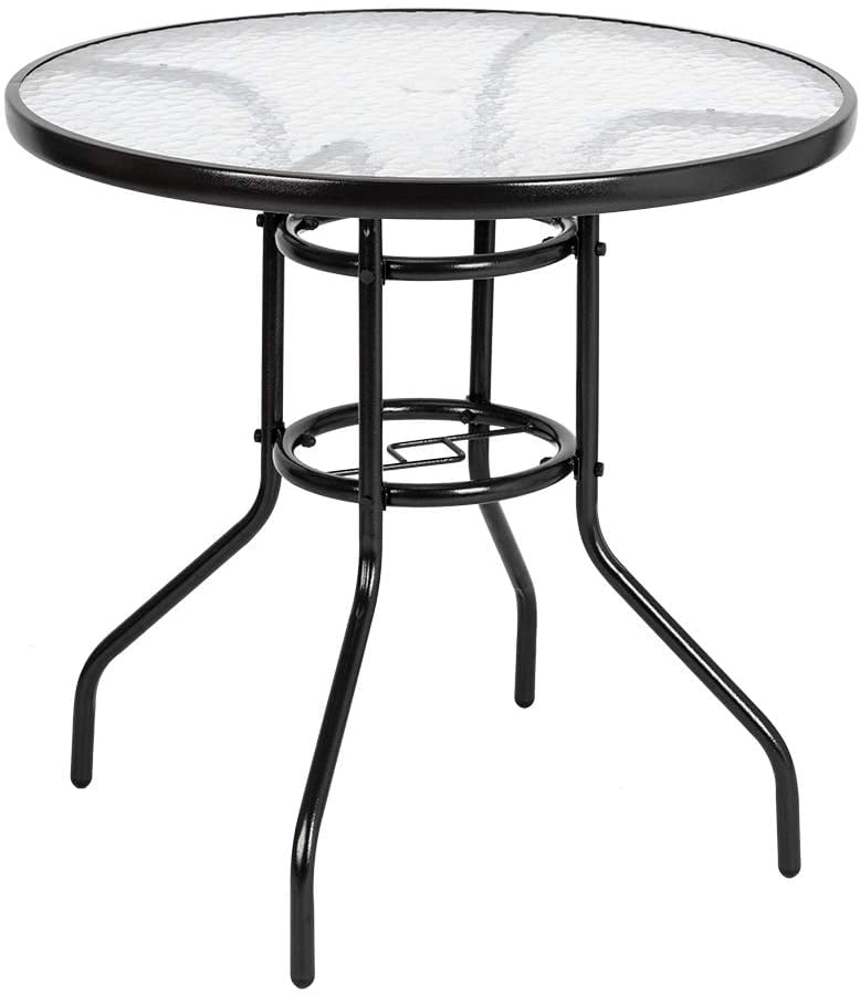 VINGLI Round Patio Table with Umbrella Hole, 32" Outdoor Dining Table ...
