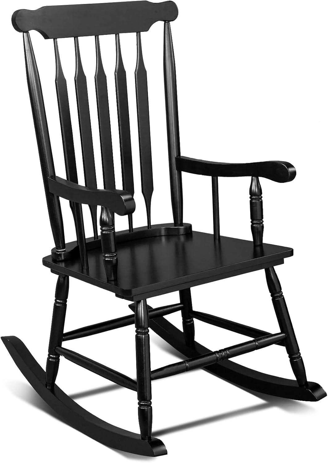 VINGLI Solid Wooden Rocking Chair, Outdoor Rocking Chair with Higher ...