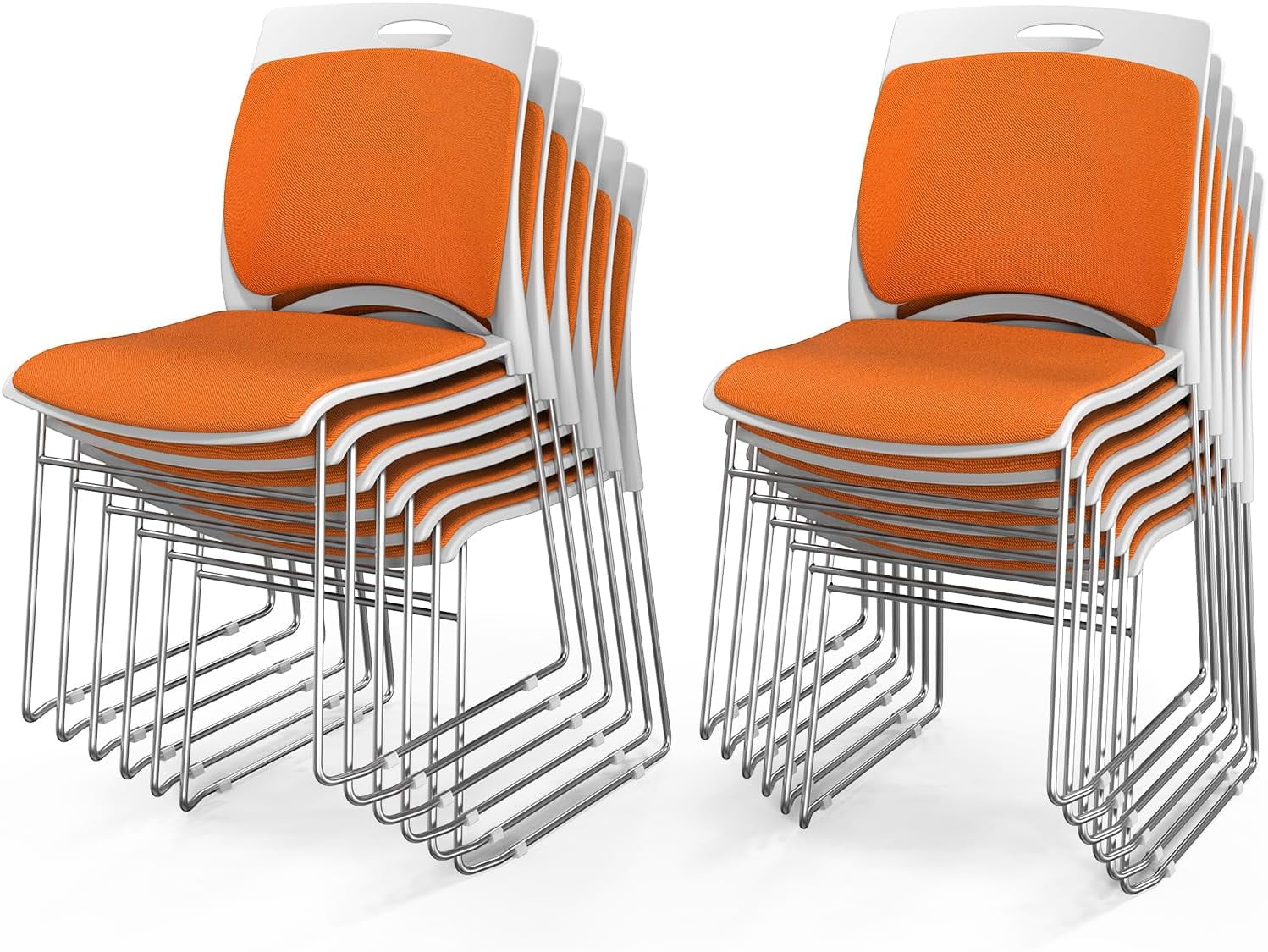 VINGLI Stackable Chairs Set of 12, Stacking Office Chairs with Metal ...