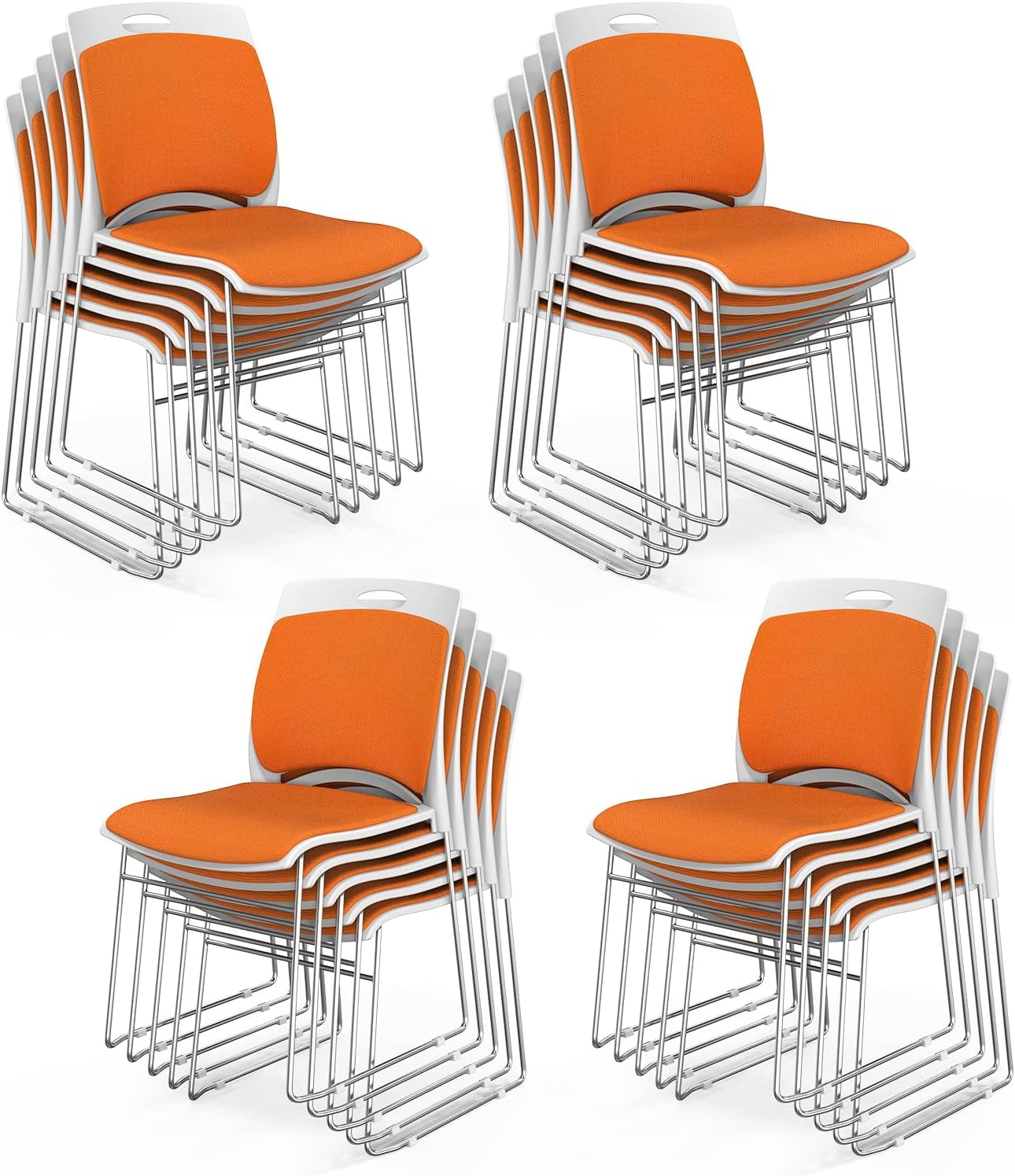 VINGLI Stackable Chairs Set of 20, Stacking Office Chairs with Metal ...