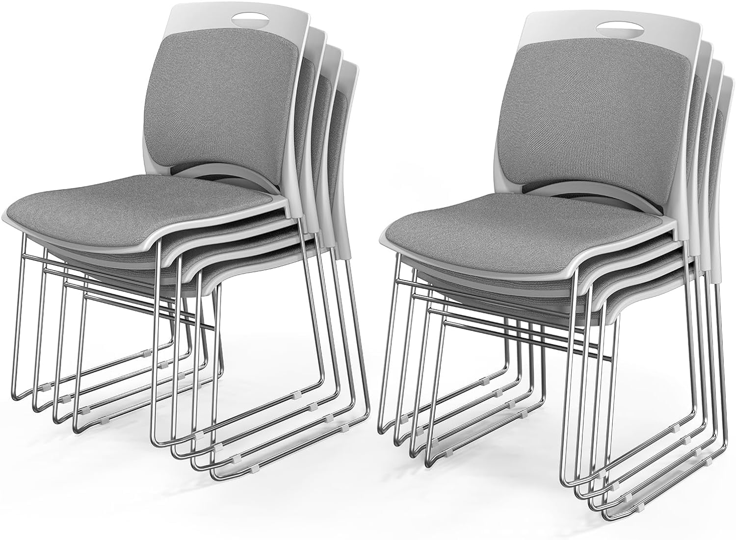VINGLI Stackable Chairs Set of 8, Stacking Office Chairs with Metal ...