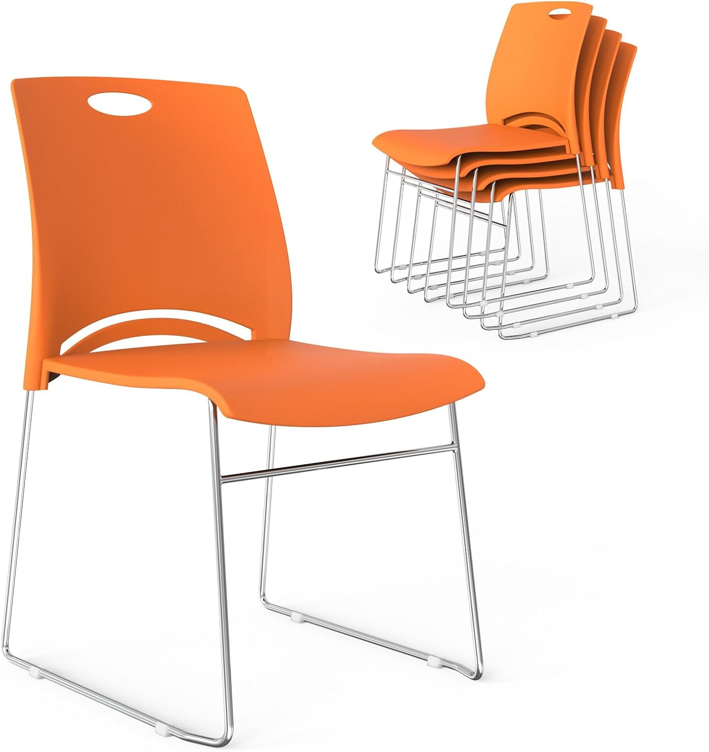 VINGLI Stacking Chairs Set of 5 Stackable Office Chairs with Metal Sled ...