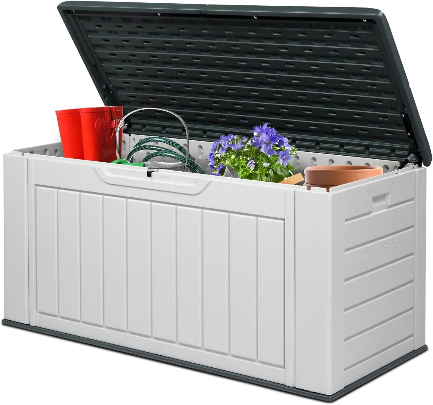 VINGLI Upgraded 158 Gallon Outdoor Storage Box, Lockable Resin Storage ...