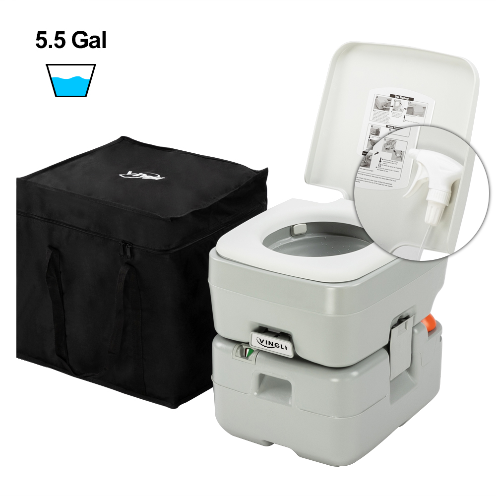 VINGLI Upgarded Portable 5.8 Gallon Flushing Camping Toilet w/Carrying ...