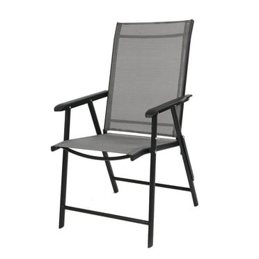 Set of 2 Folding Chairs with Arms, Portable Patio Chairs, Sling Back ...