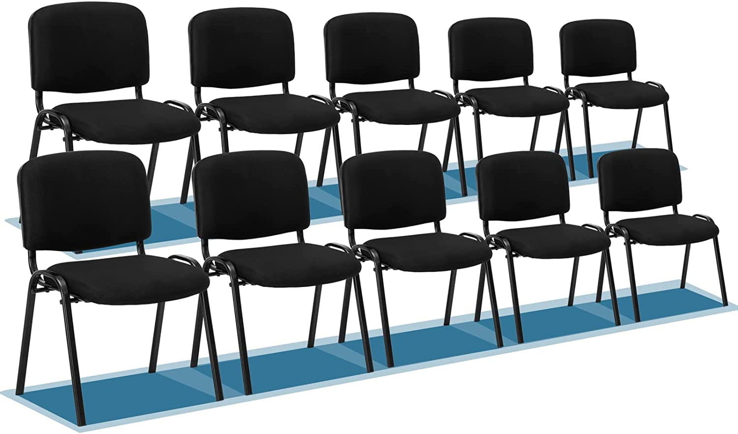 VINGLI 10-Pack Black Mesh Waiting Room Chairs, Stackable Office ...
