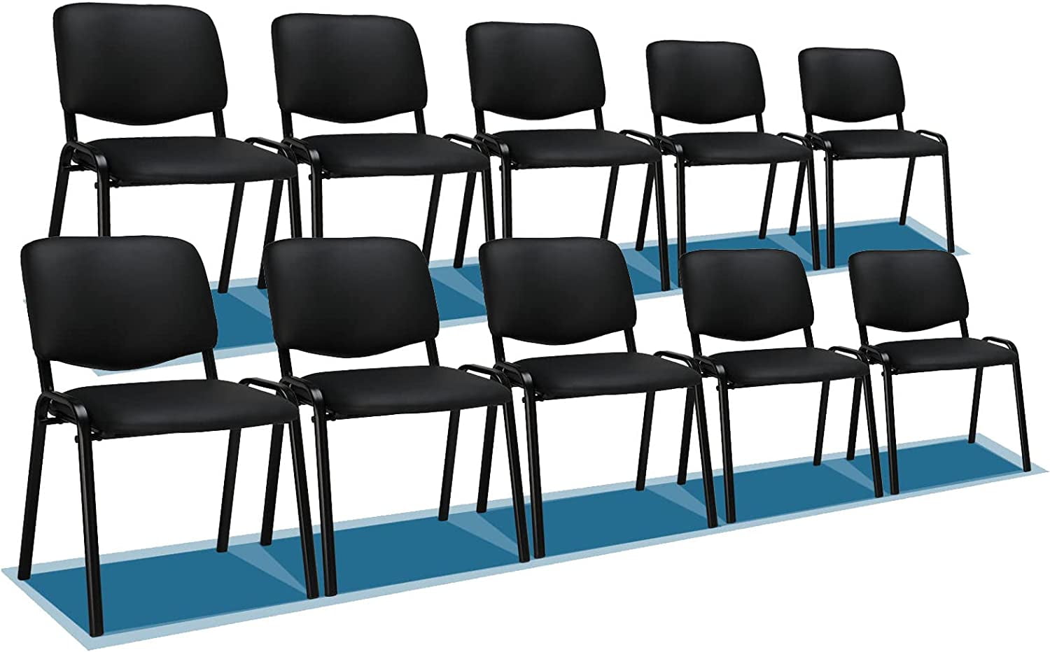 VINGLI 10-Pack PU Simple Modern Office Guest/Reception Stackable Chairs ...