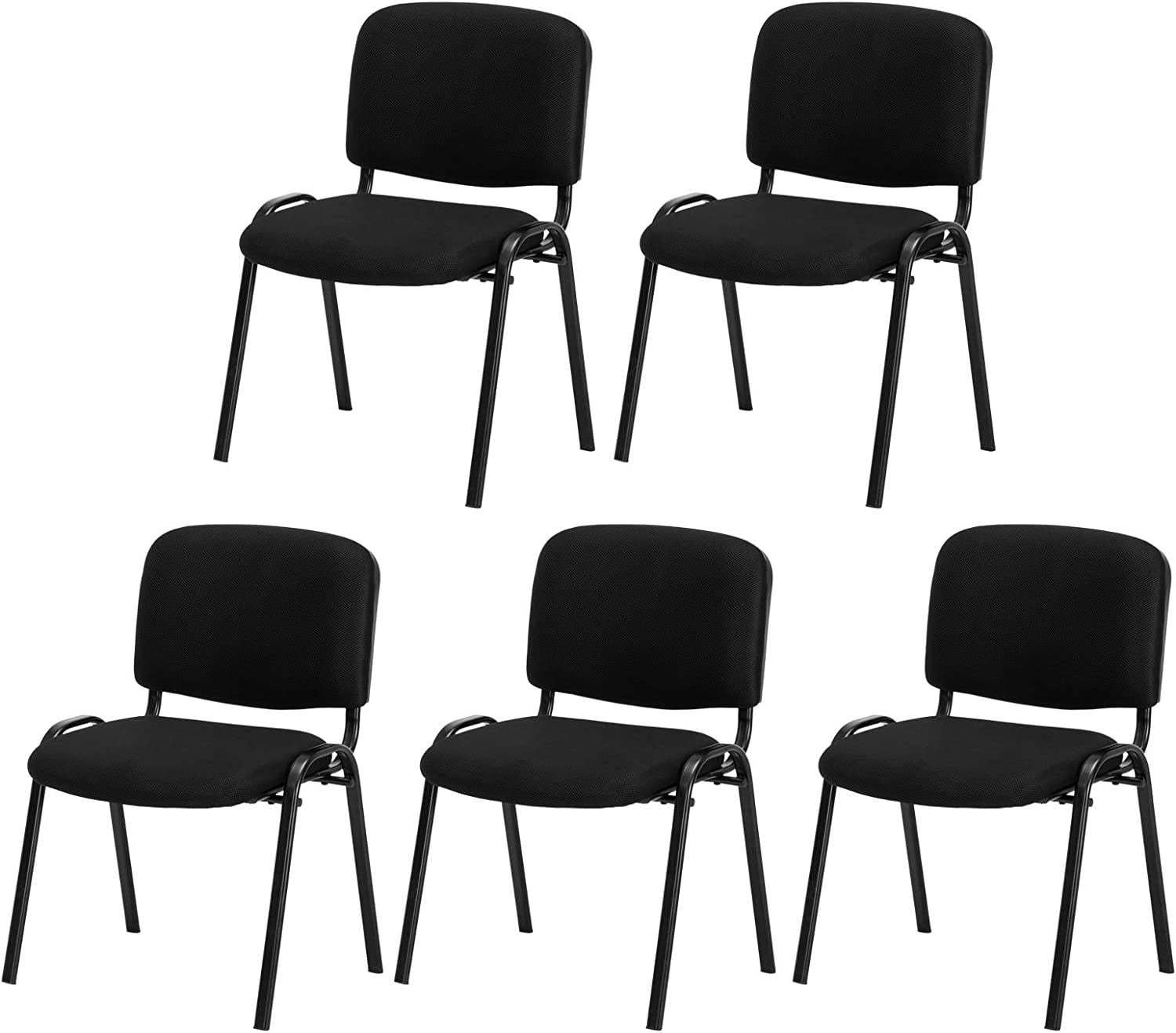 VINGLI Waiting Room Chairs, 5-Pack Black Mesh Church Chairs Conference ...