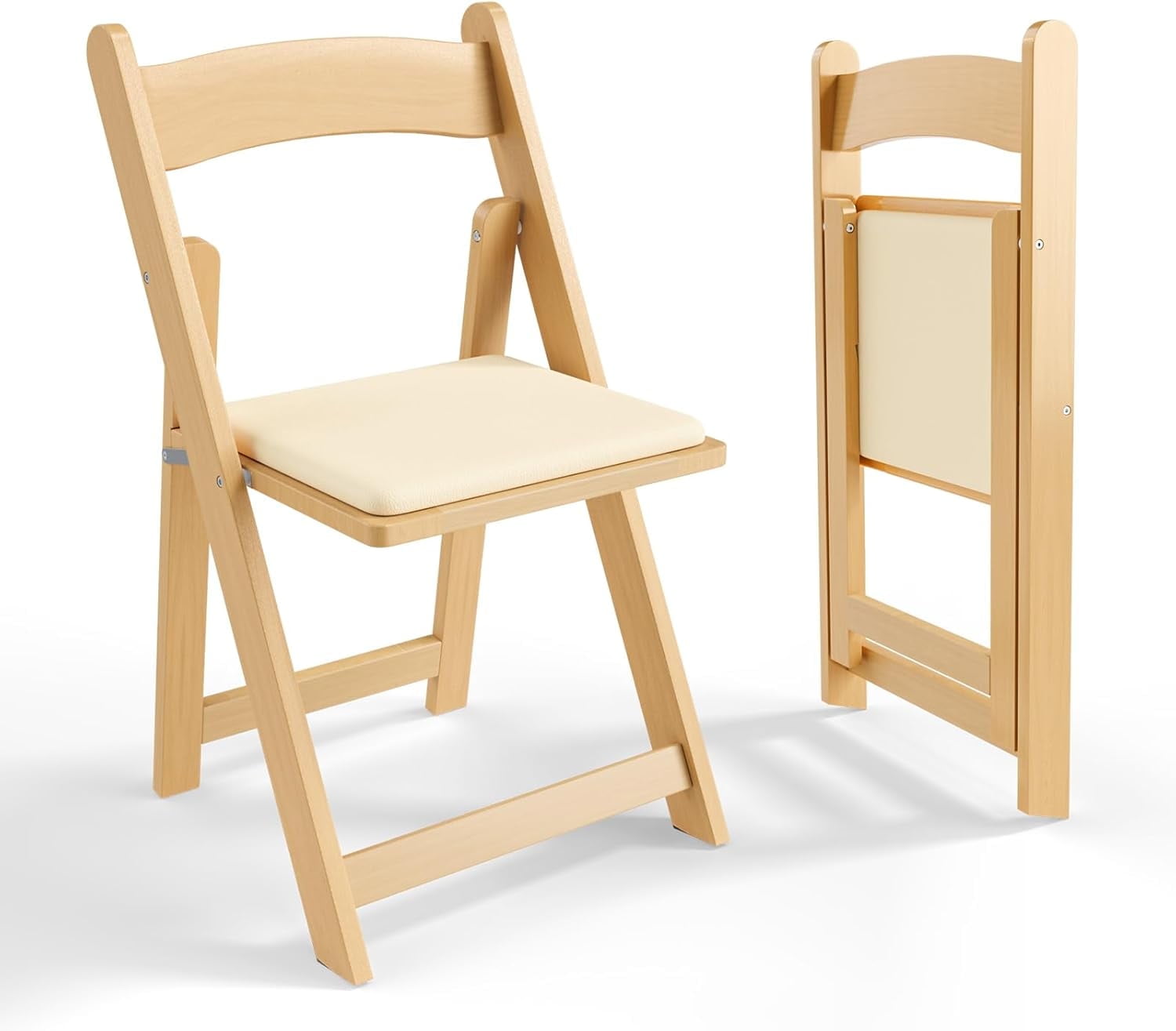 VINGLI Wooden Folding Chairs with Cushion, Durable Foldable Seating for Indoor & Outdoor Events ...