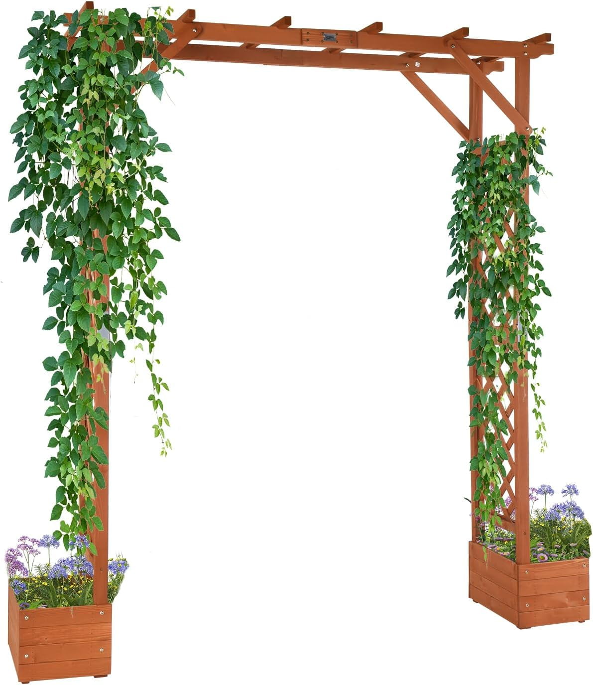 VINGLI Wooden Garden Arbor with Planter, Wedding Arch for Ceremony ...