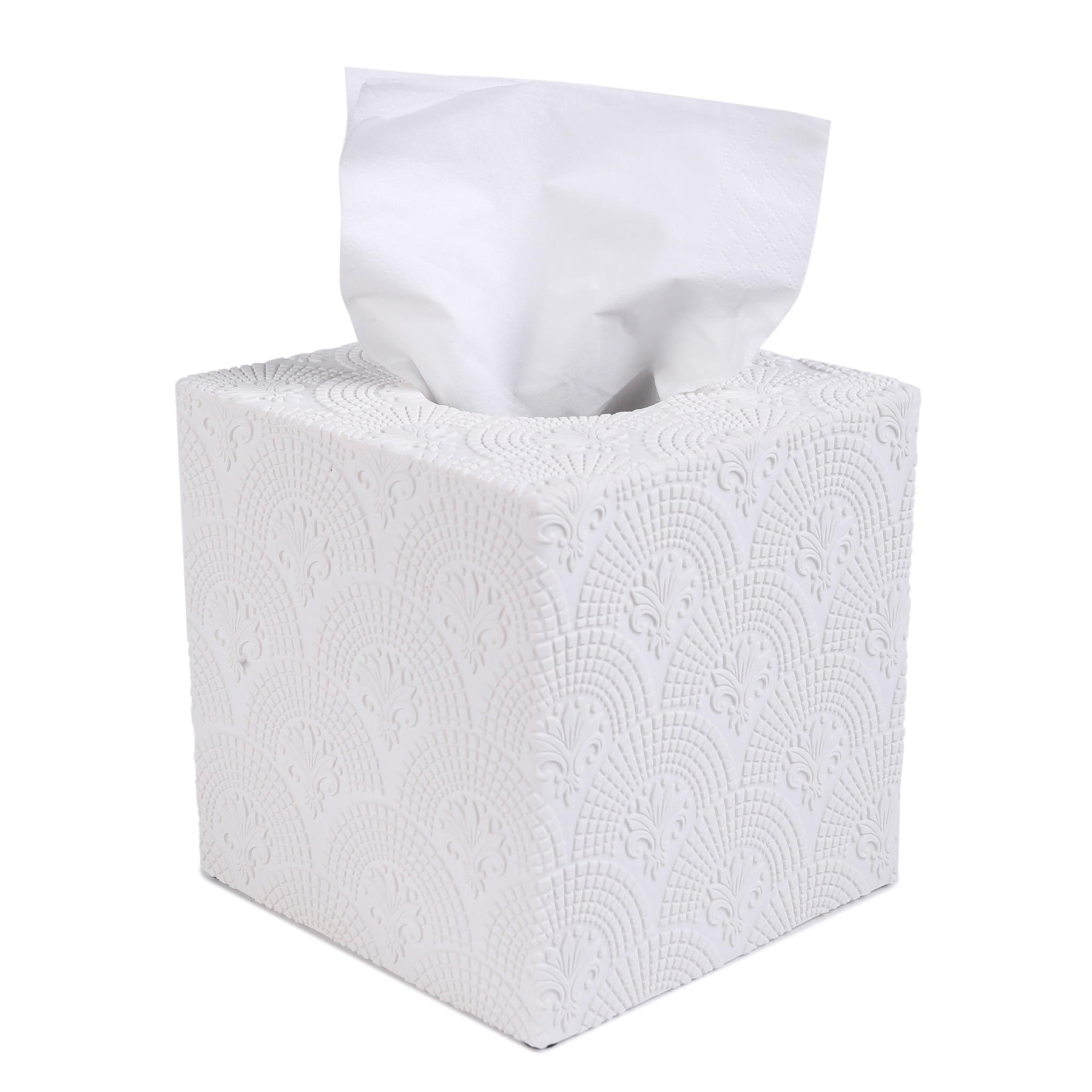 VINLIFE Premium Resin White Wave Tissue Holder Modern Square Tissue Box ...