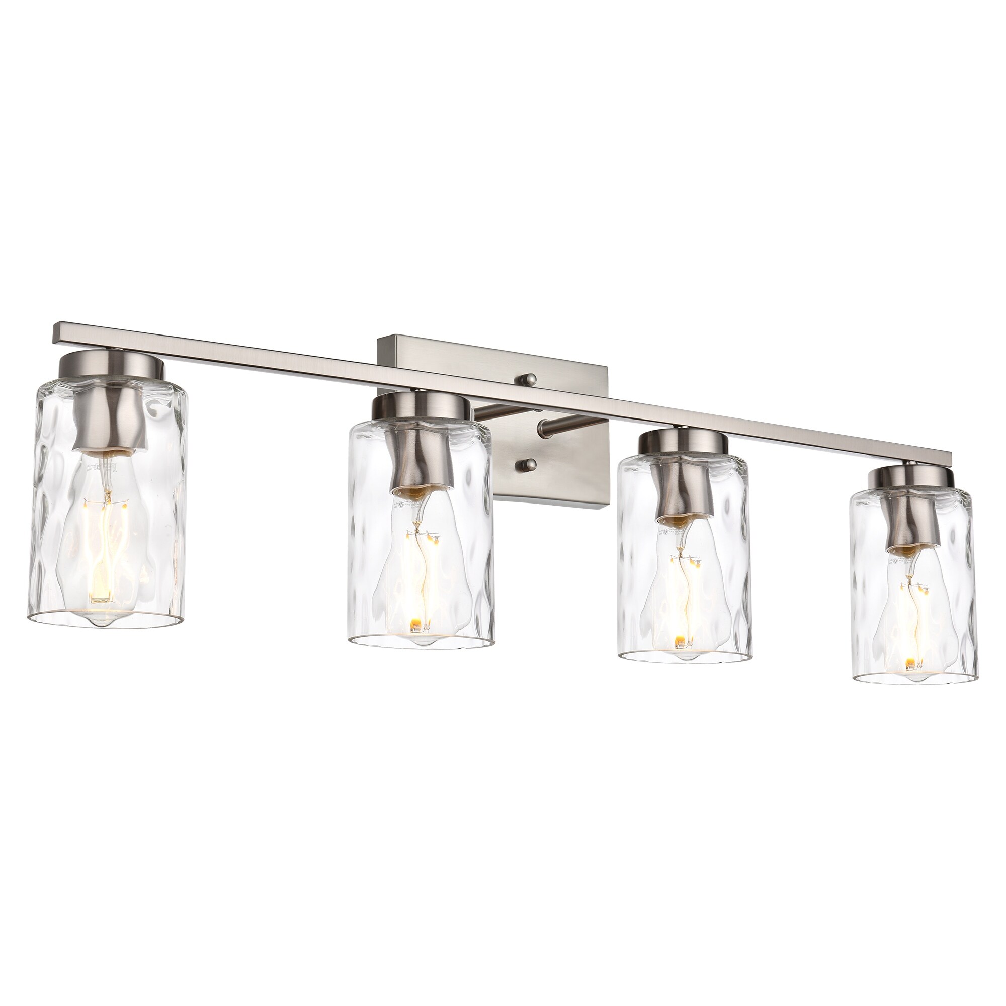 VINLUZ Bathroom Lights with Ripple Water Glass 4-Lights - Brushed ...