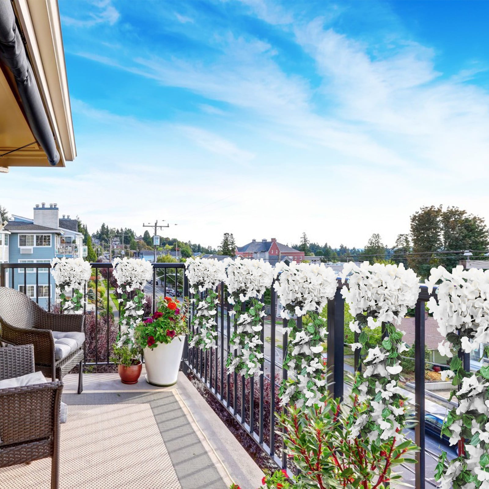 VINOIC 3 Ft Violet Wisteria Vine - Silk Hanging Orchid Basket, Balcony ...