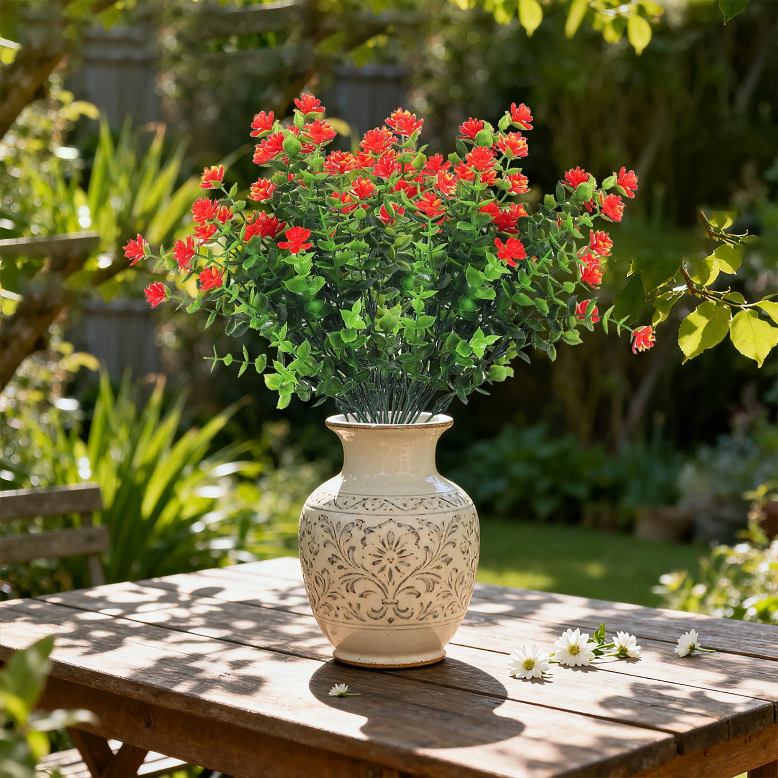 VINOIC 8 Bundles Artificial Camellia Flowers, Realistic Plastic Stems ...