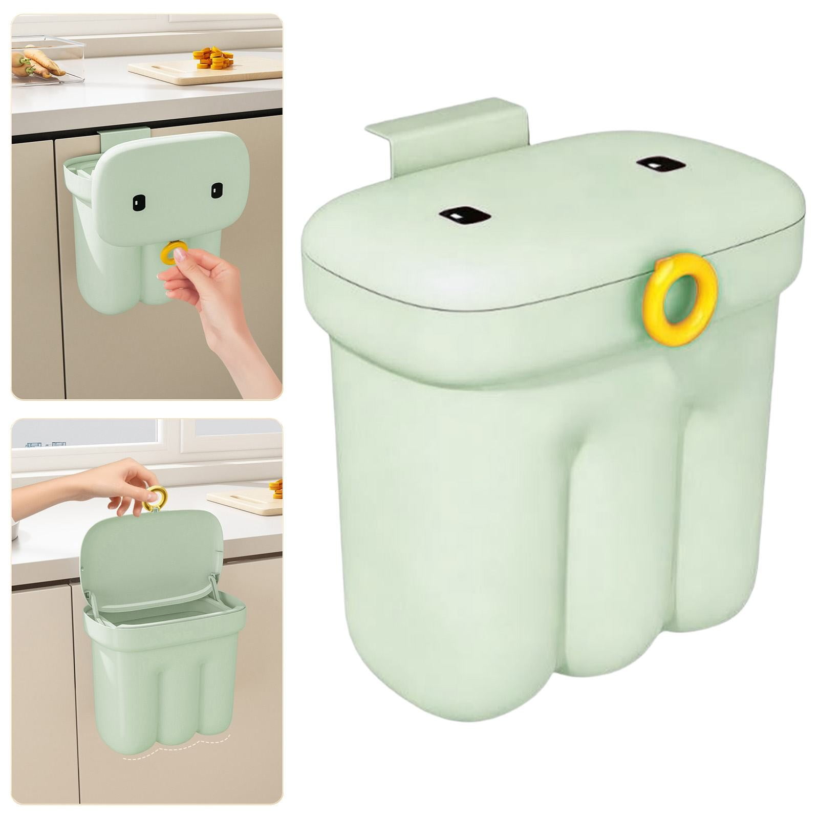 VINOIC Foldable Kitchen Trash Can with Lid，Cute Hanging Kitchen Waste ...