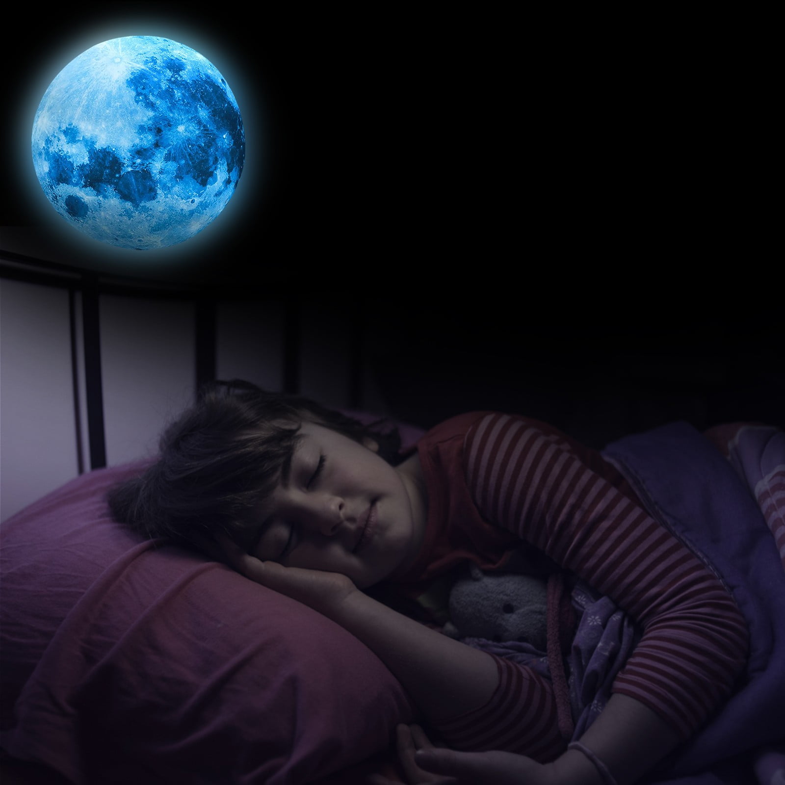 VINOIC Glowing Moon Wall Sticker Luminous Planet Decal for Room Ceiling ...