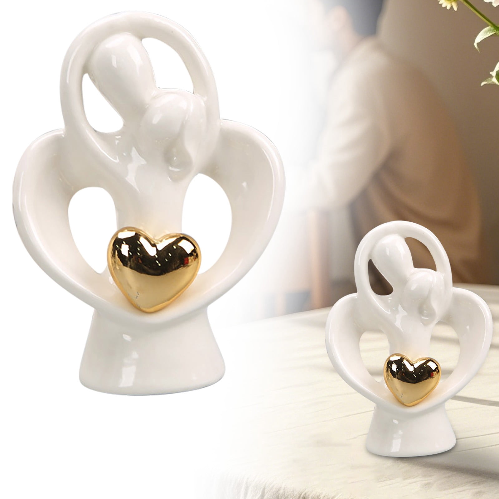VINOIC Hugging Couple Statues Ceramic Sculpture, Romantic Lover ...