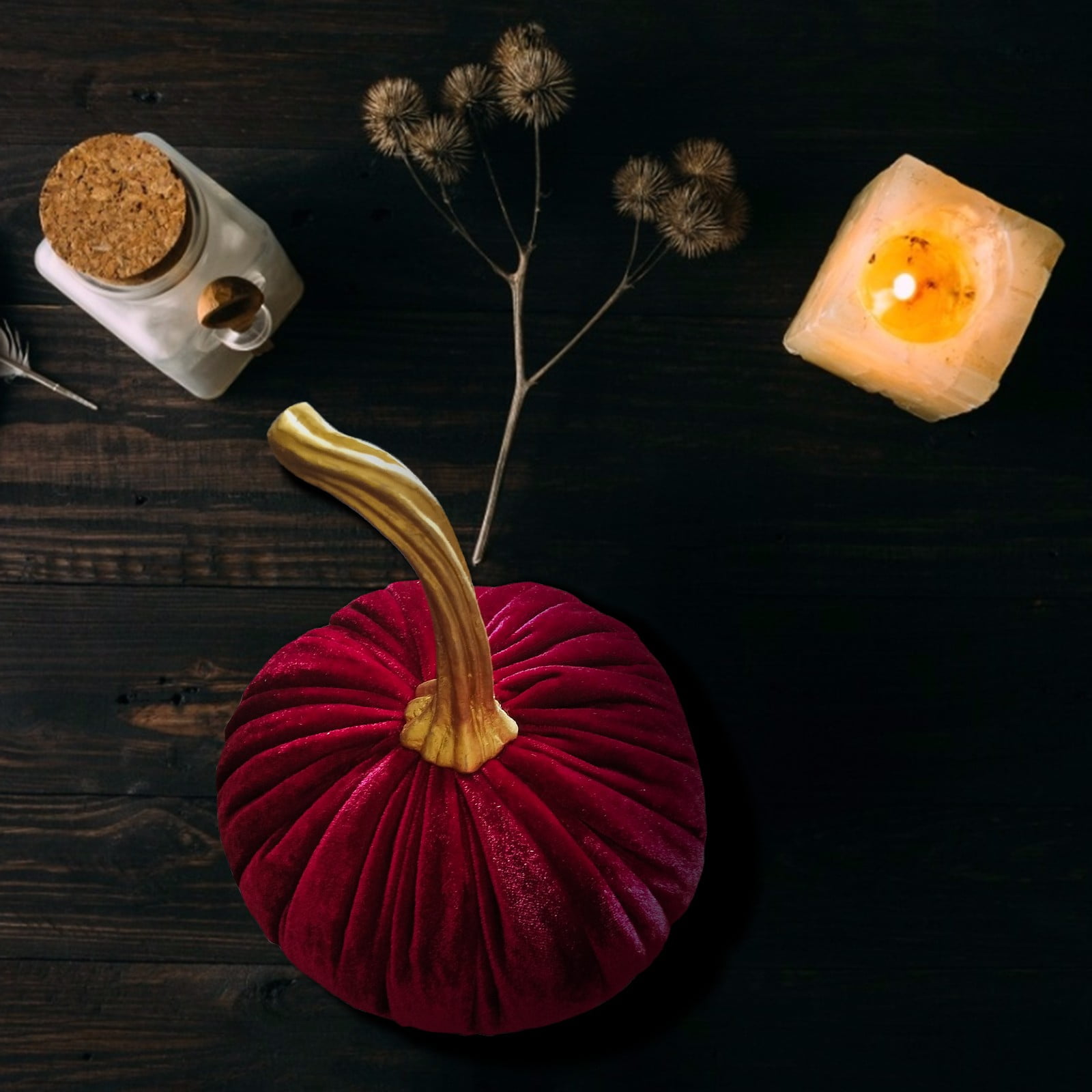 VINOIC Velvet Pumpkin Decor, Handmade Stuffed for Thanksgiving Home ...