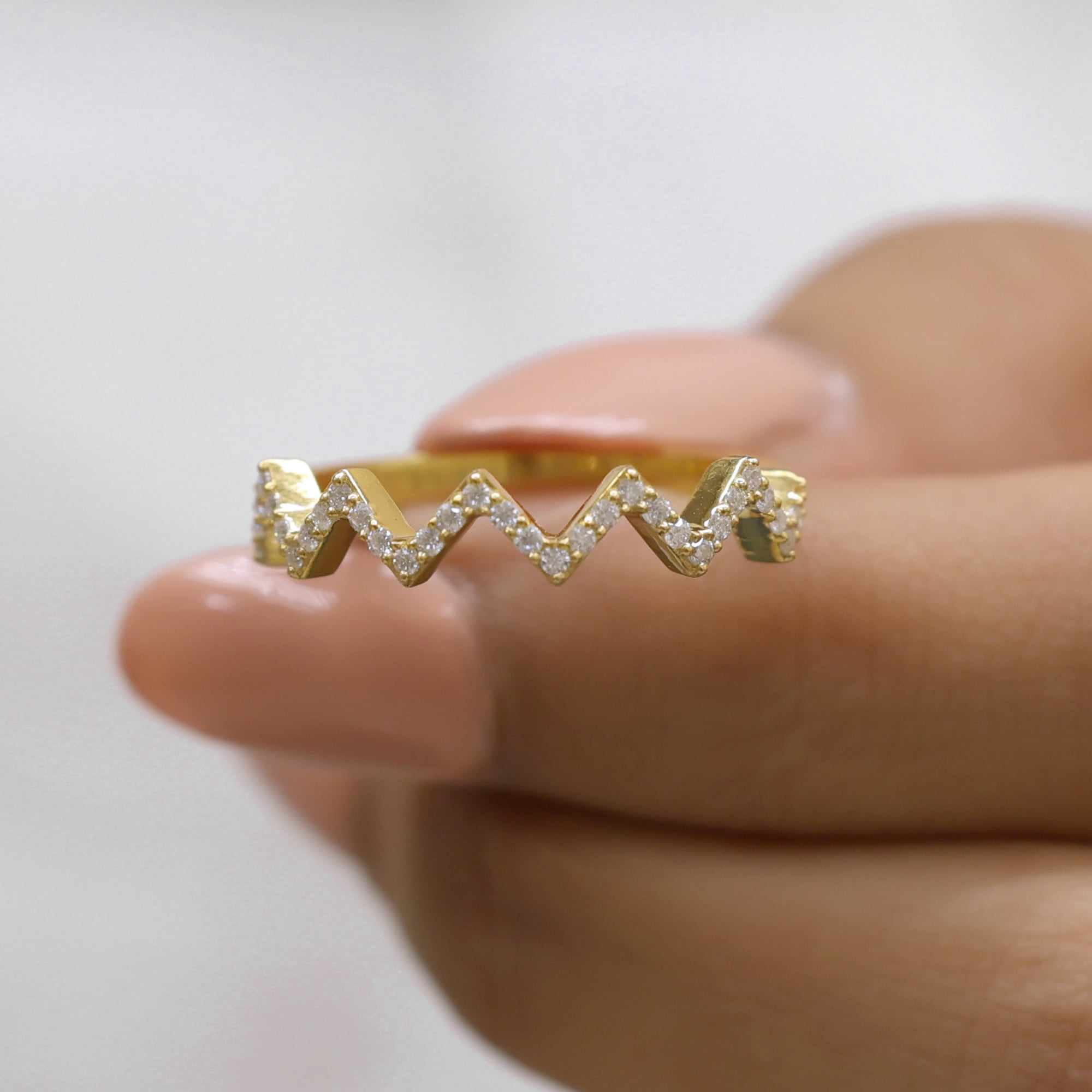 VINSON 0.22 TW Round Moissanite Wedding Band - Zig Zag Moissanite ...