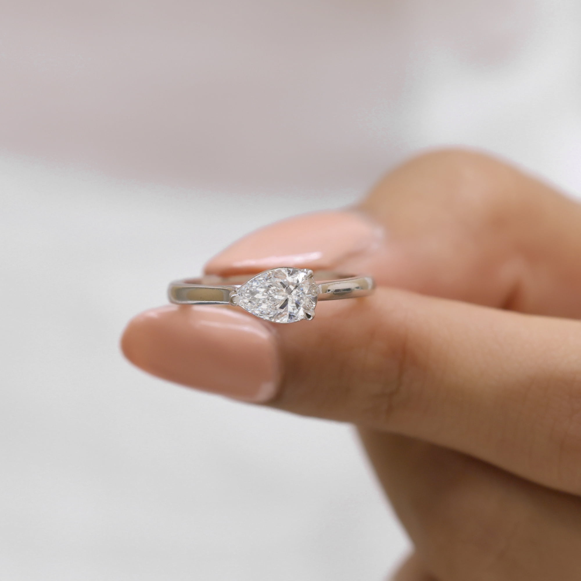 VINSON 1 Carat Pear Cut Moissanite Diamond Art Deco Engagement Ring ...