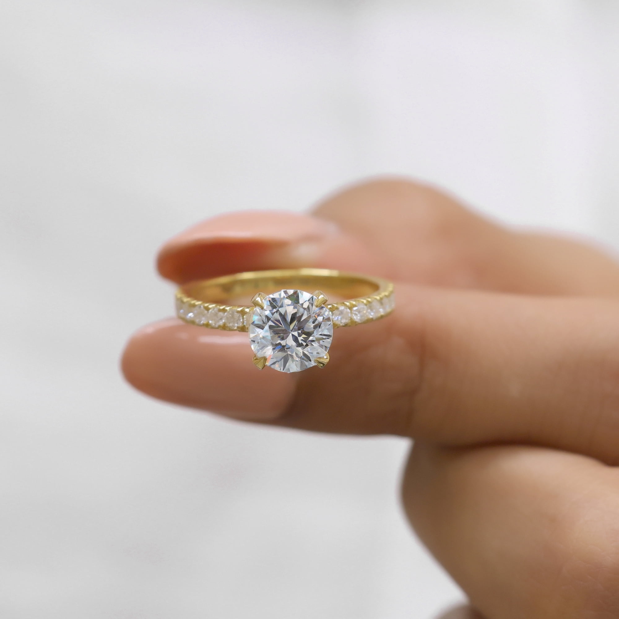 VINSON 2 Ct Round Moissanite Engagement Ring - Hidden Halo Diamond Ring ...