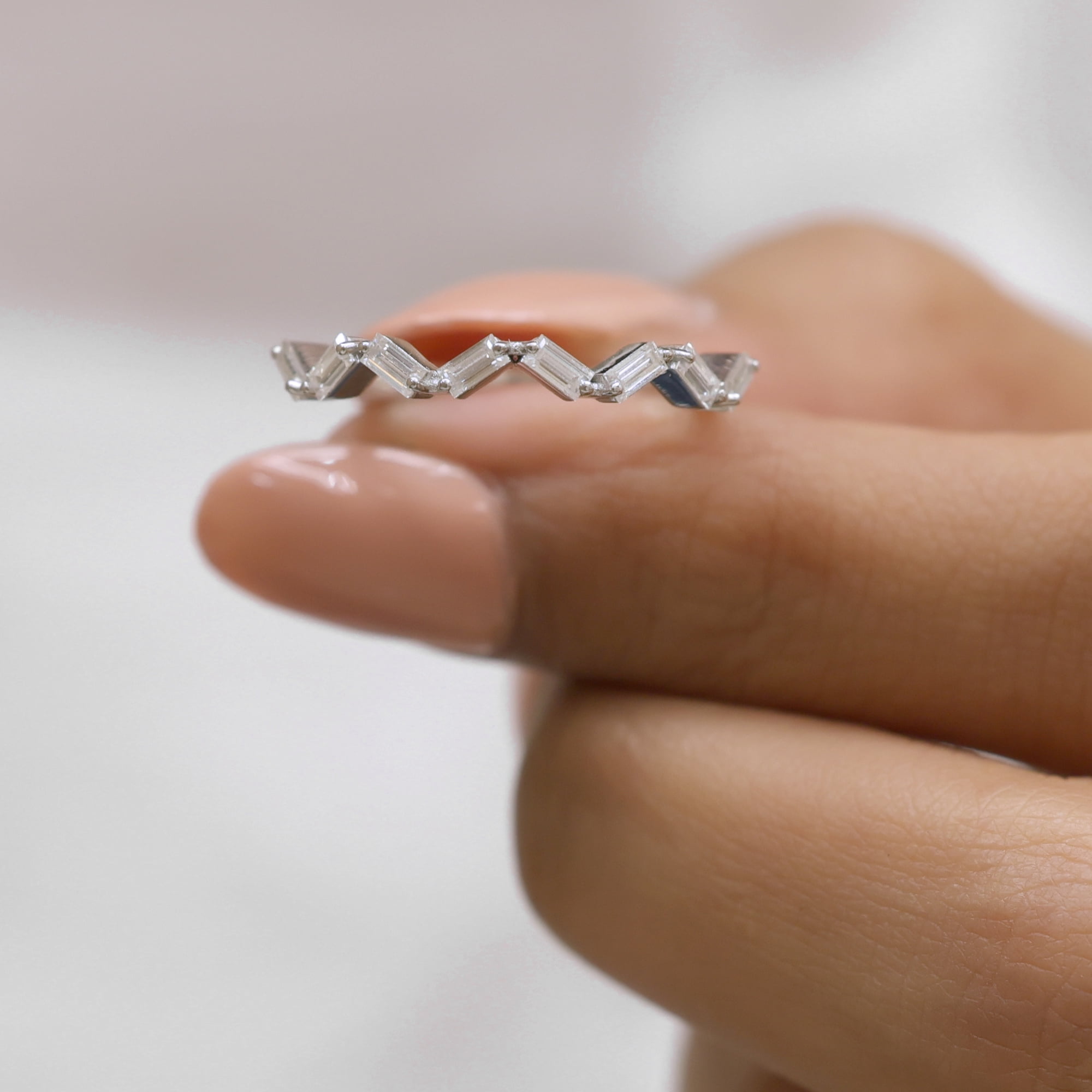 VINSON Baguette Diamond Wedding Band - 0.31 TW BaguetteMoissanite - Stackable Band, Matching ...