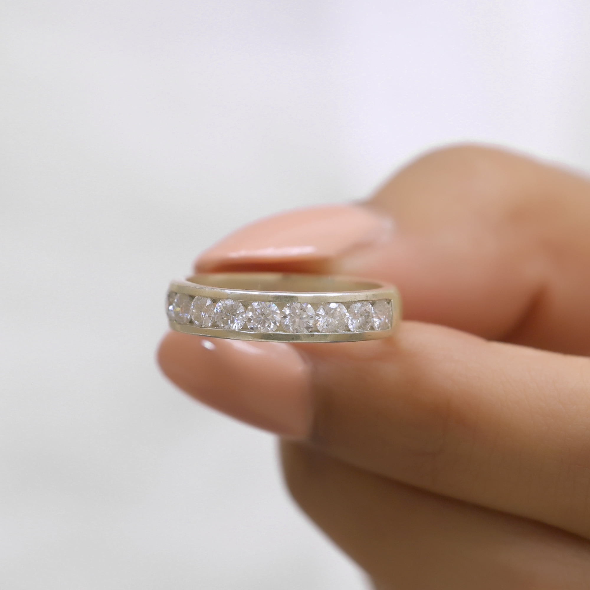 VINSON Channel Set Round Diamond Wedding Band - Half EternityMoissanite ...