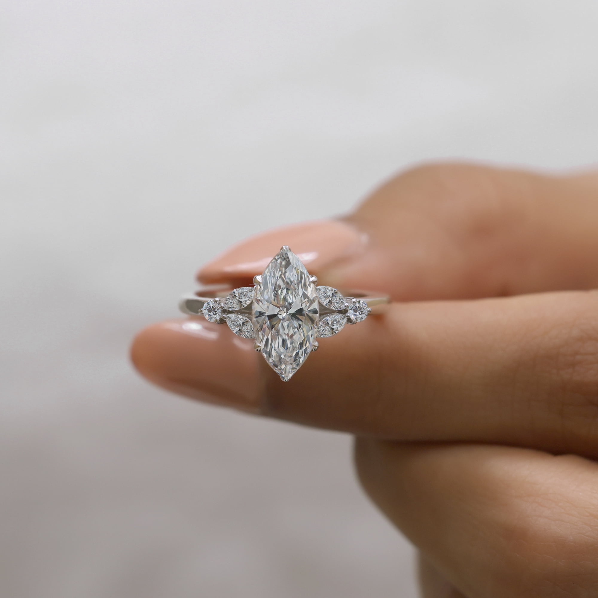 VINSON Marquise Cut Moissanite Diamond Twig Engagement Ring - Natured ...