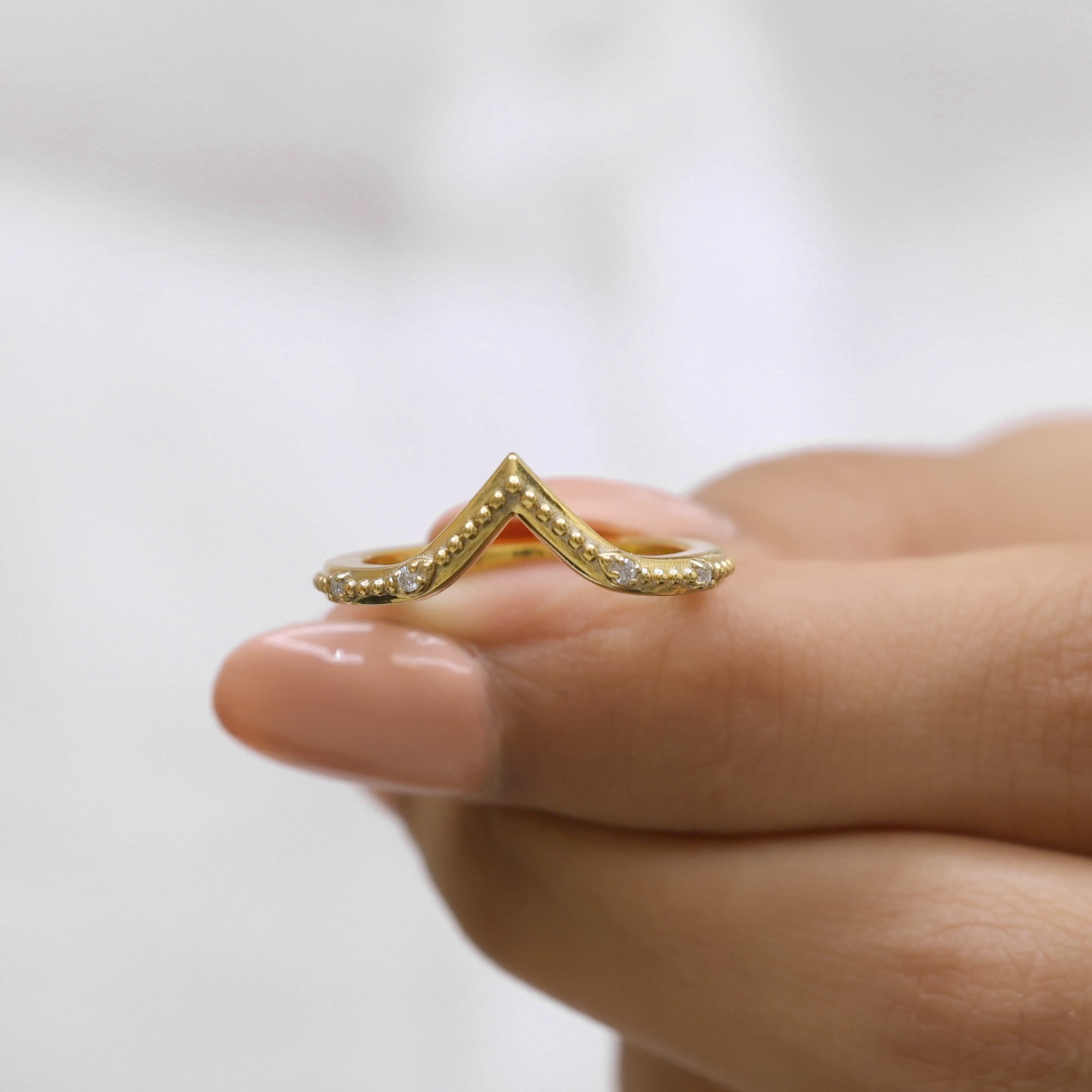 VINSON V Shaped Diamond Wedding Band for Engagement Ring - Moissanite ...