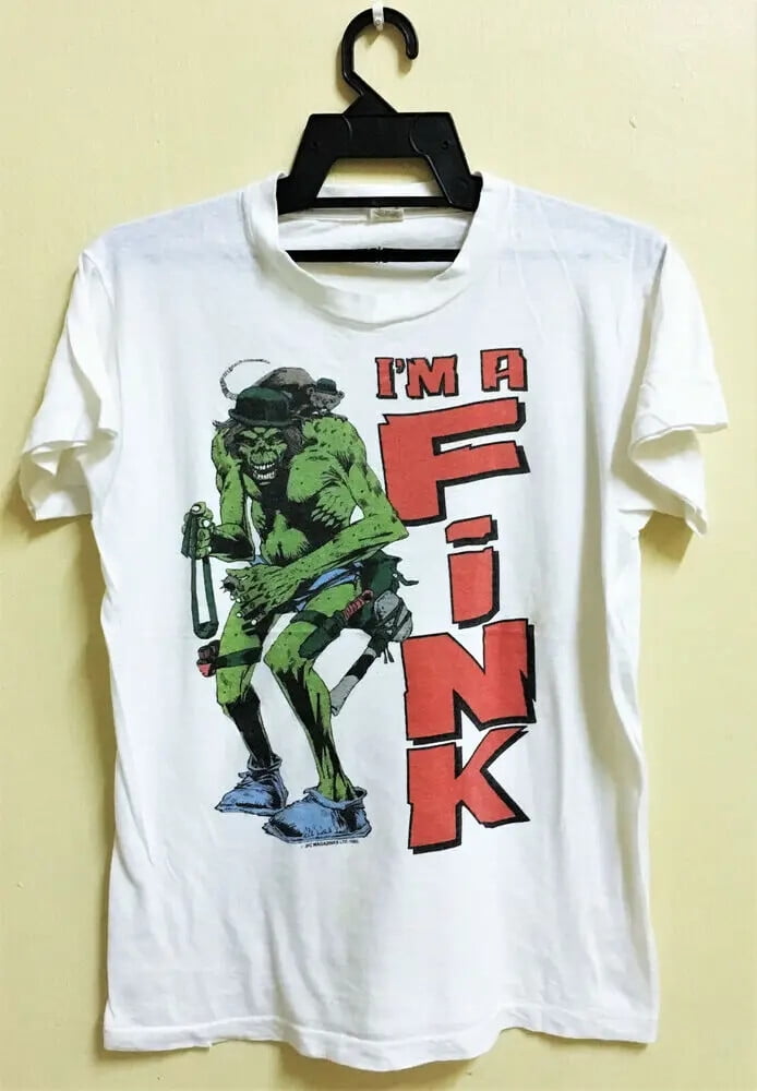 VINTAGE 80s 2000AD THE FINK JUDGE DREDD COMIC MAGAZINE T-SHIRT ANTHRAX ...