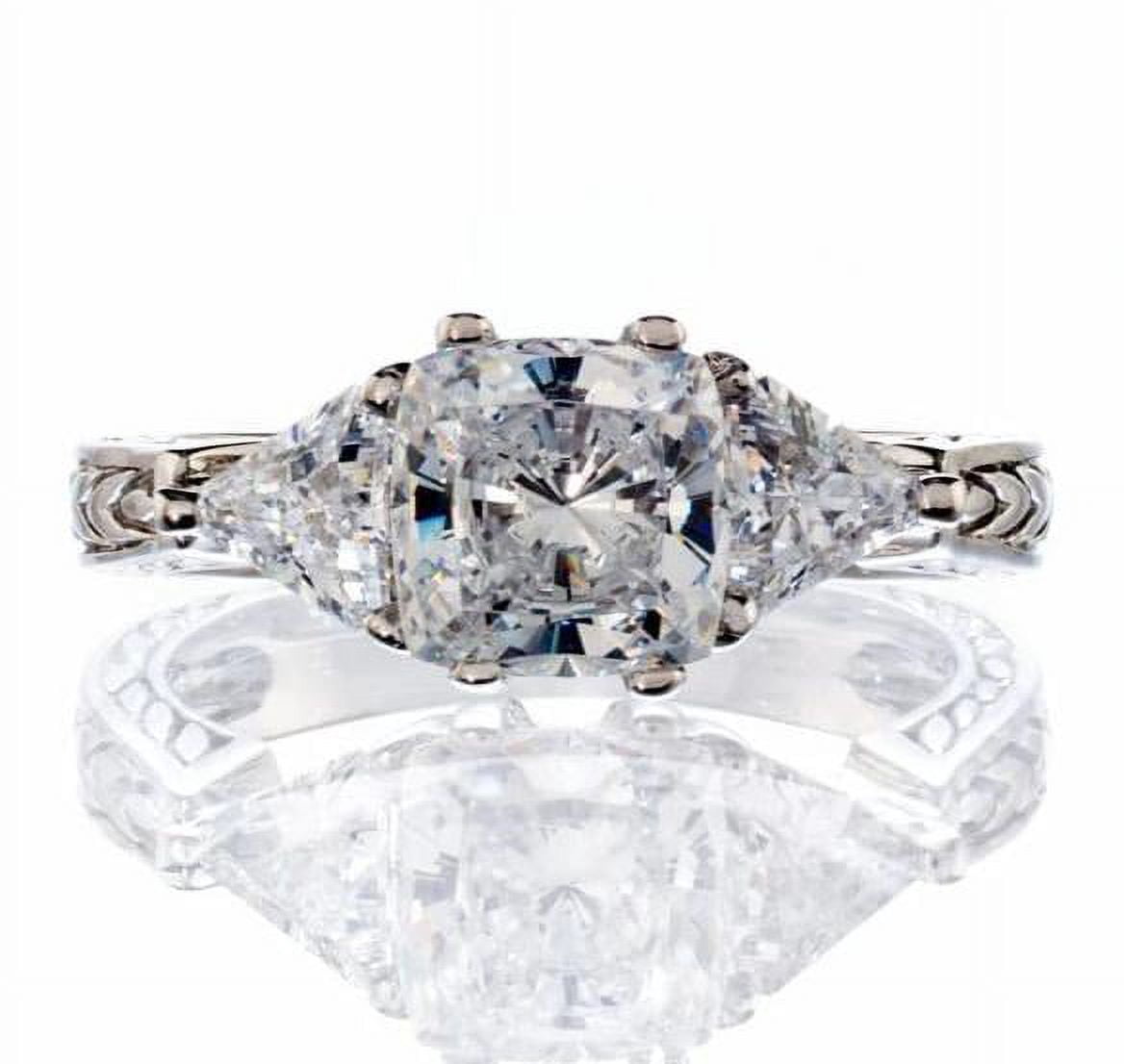 VINTAGE CUSHION & TRILLION CUT CUBIC ZIRCONIA ENGAGEMENT RING - Walmart.com