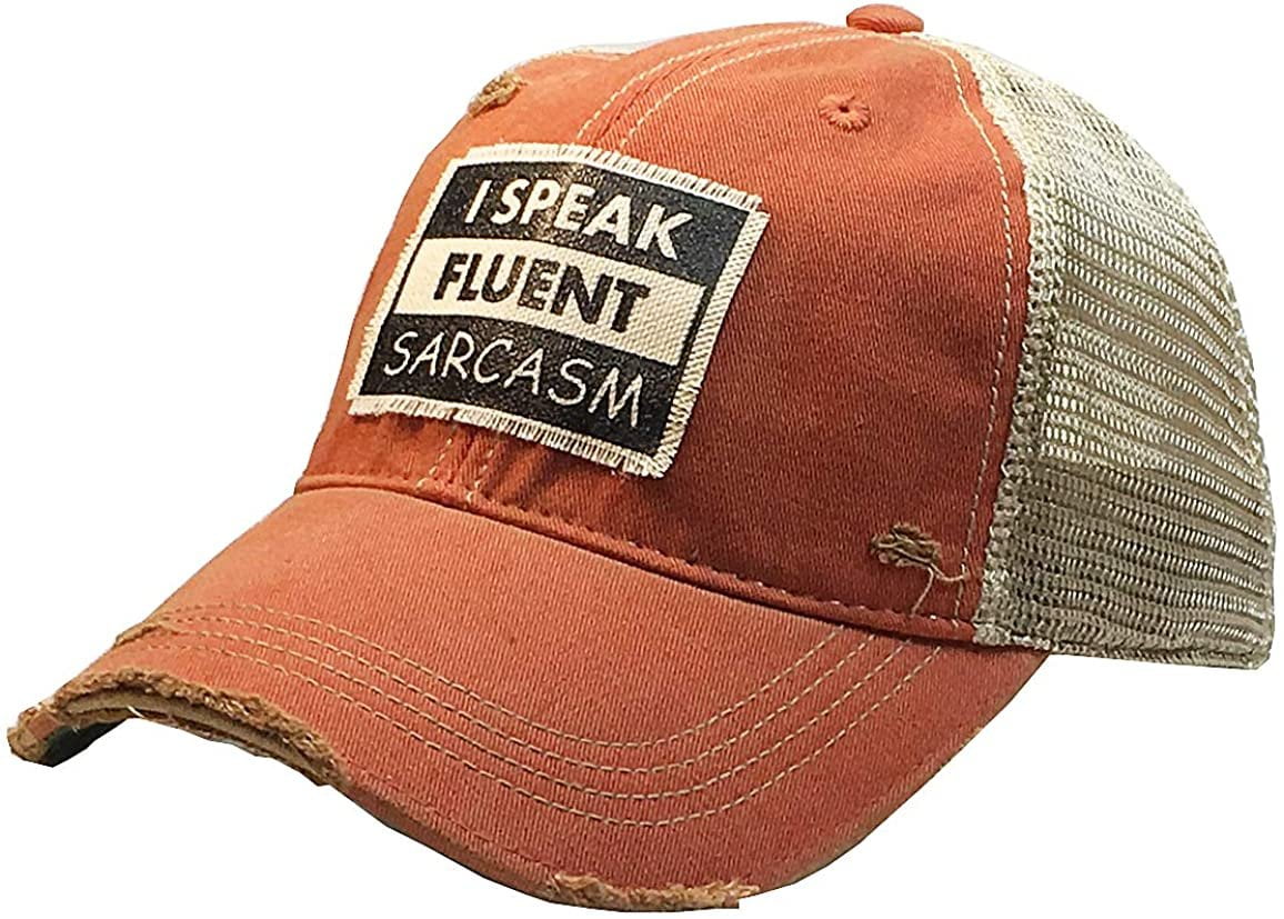 VINTAGE LIFE I Speak Fluent Sarcasm Distressed Trucker Hats - Cute ...