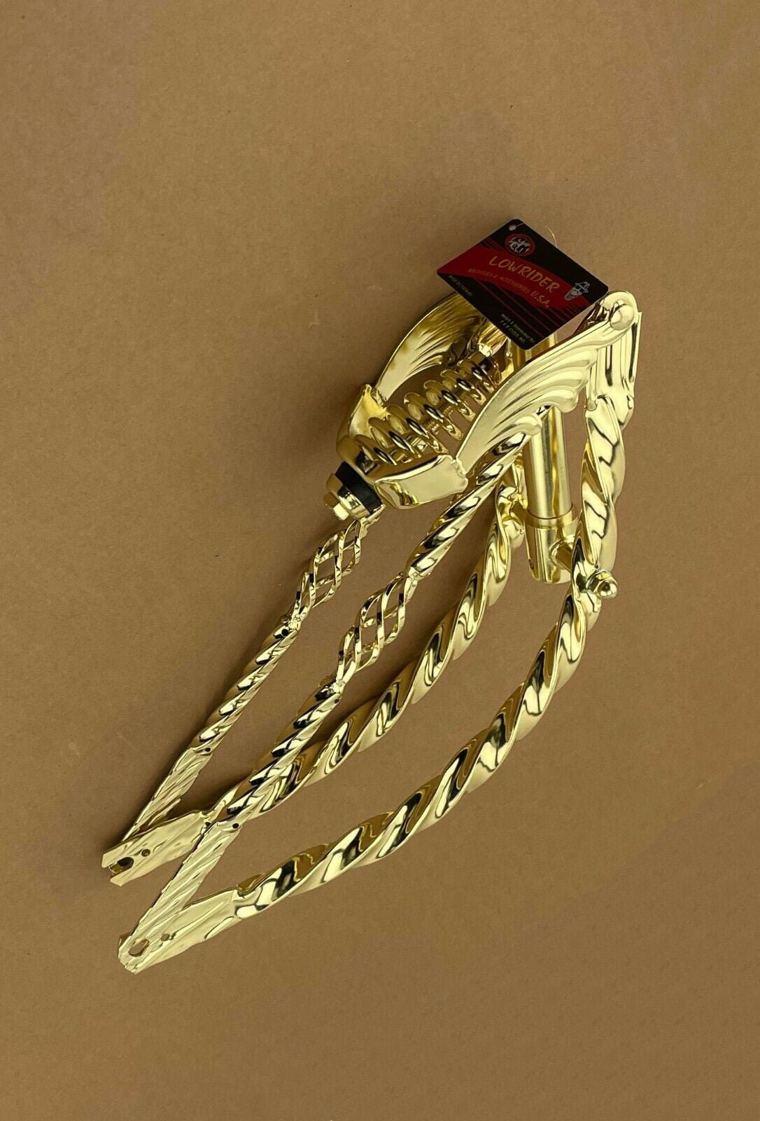 VINTAGE LOWRIDER 20" DROP-DOWN GOLD BIRDCAGE SPRING FORK WITH GOLD WING ...