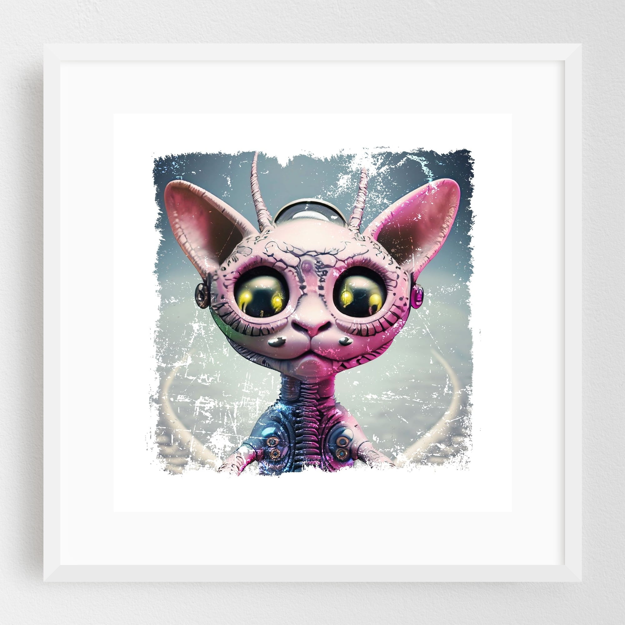VINTAGE PINK ALIEN KITTY - COMPUTER ILLUSTRATION - Digital Art ...