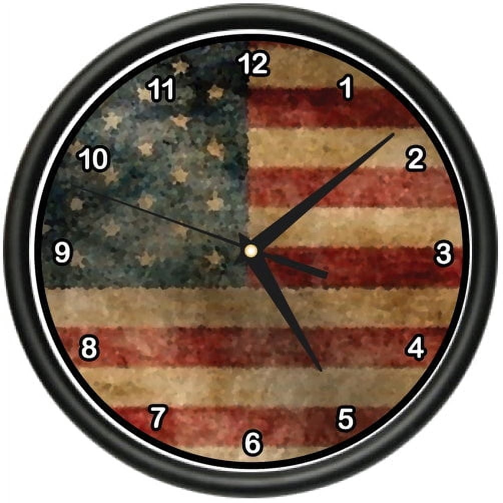 VINTAGE US FLAG Wall Clock american patriot stars stripes gift ...