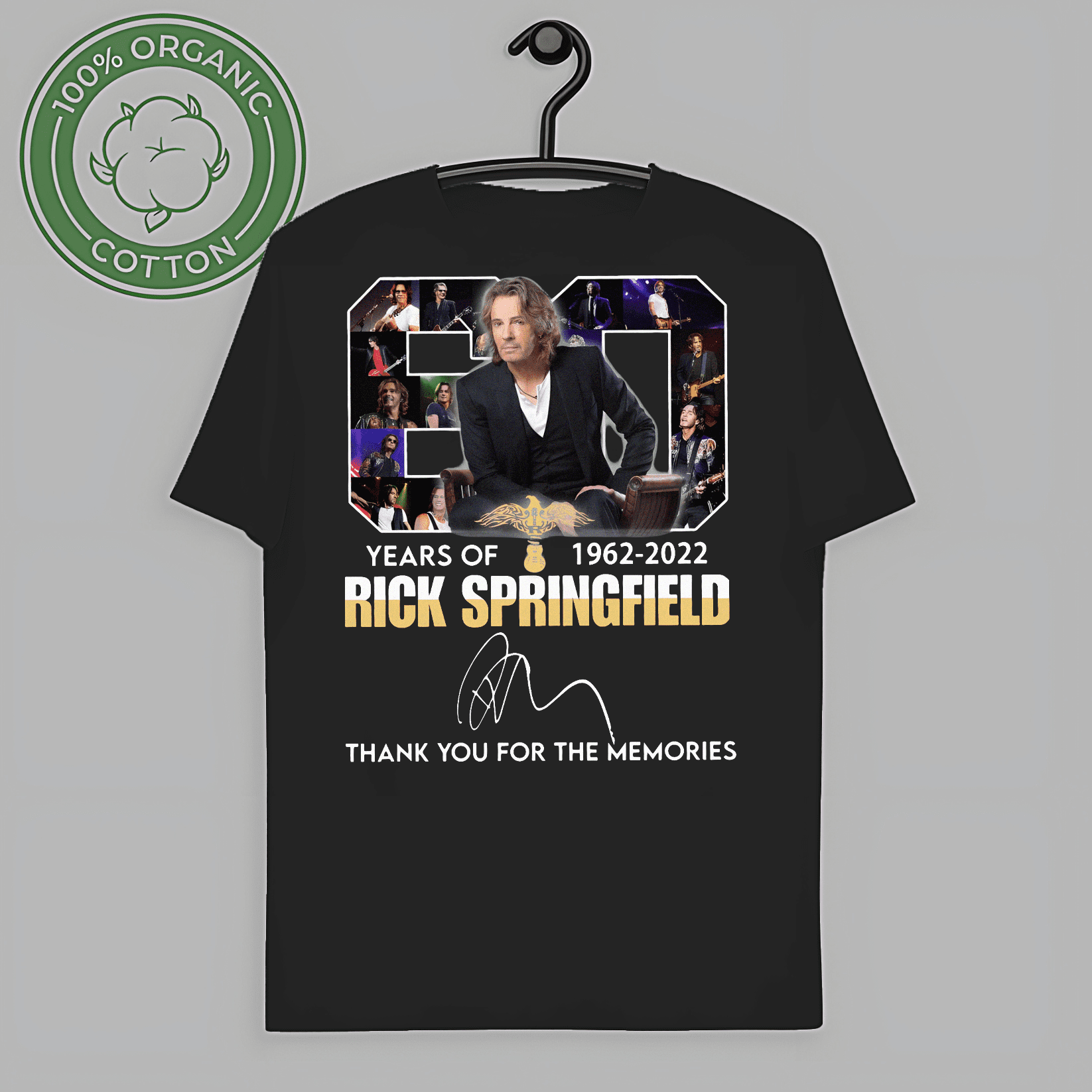 VINTAGE Vintage Rick Springfield 1962 - 2022 Signature Cotton Black All ...