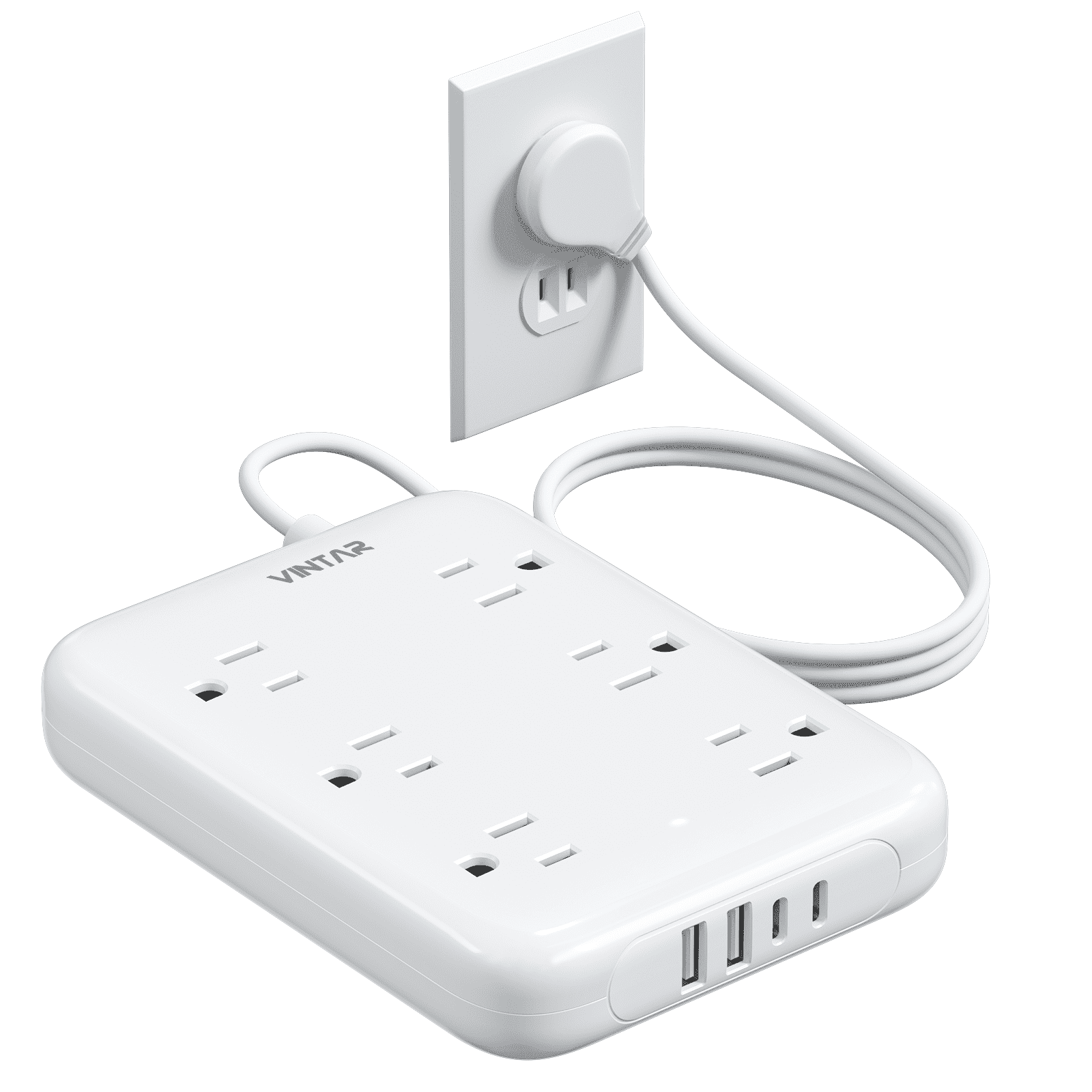VINTAR 2 Prong Power Strip, 2 to 3 Prong Outlet Adapter with Flat Plug ...