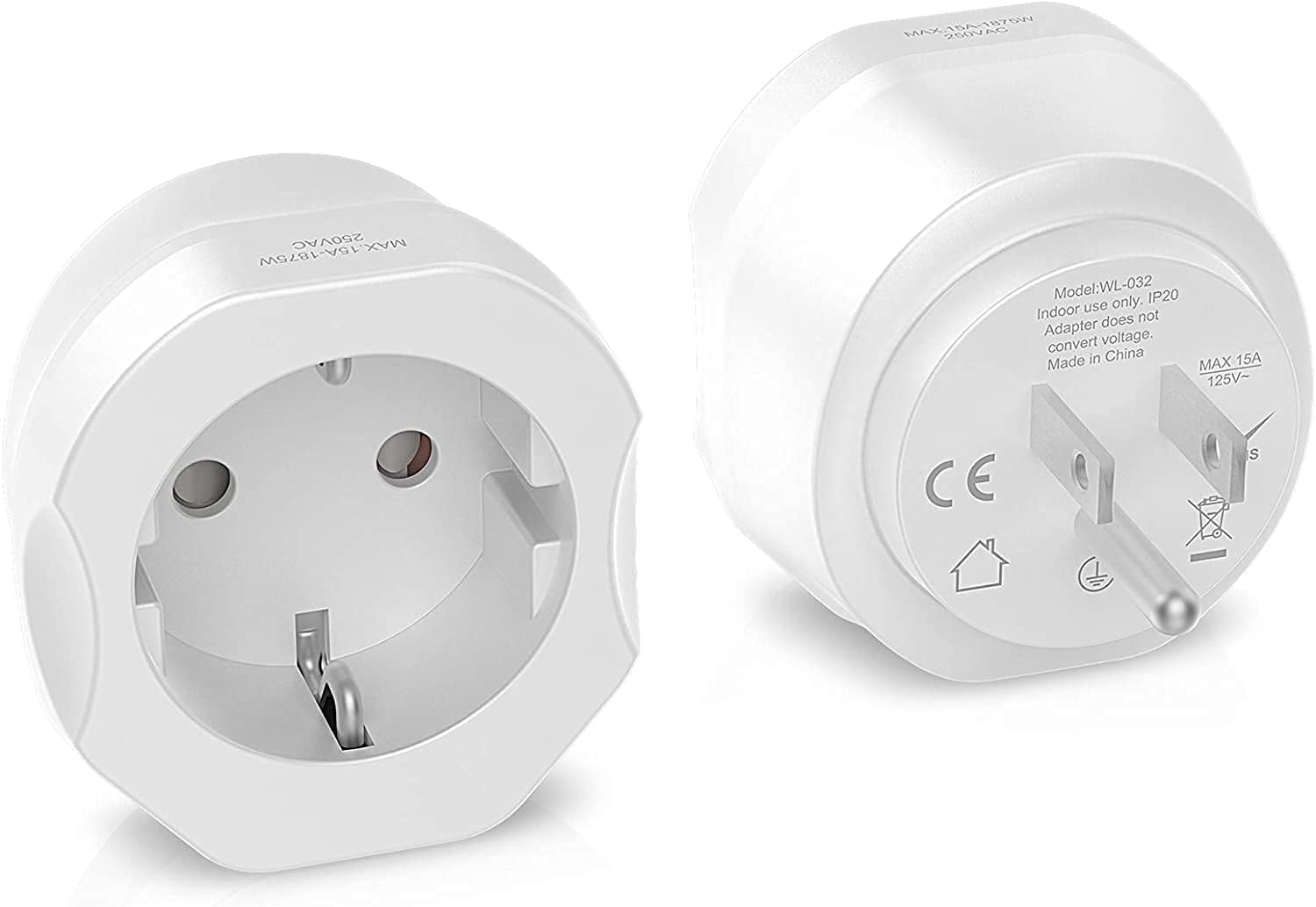 VINTAR Europe to US Plug Adapter, Universal Travel Adapter, EU to US ...