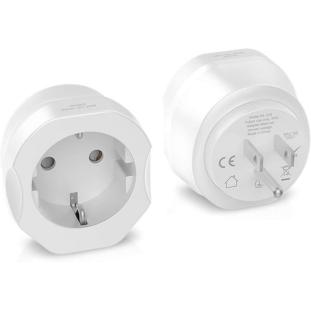 VINTAR International European to US Plug Adapter, Universal Travel ...