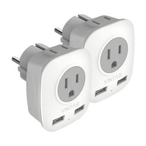 VINTAR 2-Pack EU Travel Adapter, US to Europe Plug, 2 USB Ports, 3750W ...